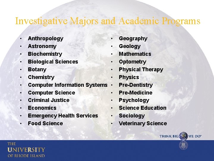 Typical College Majors for the 6 Occupational Themes