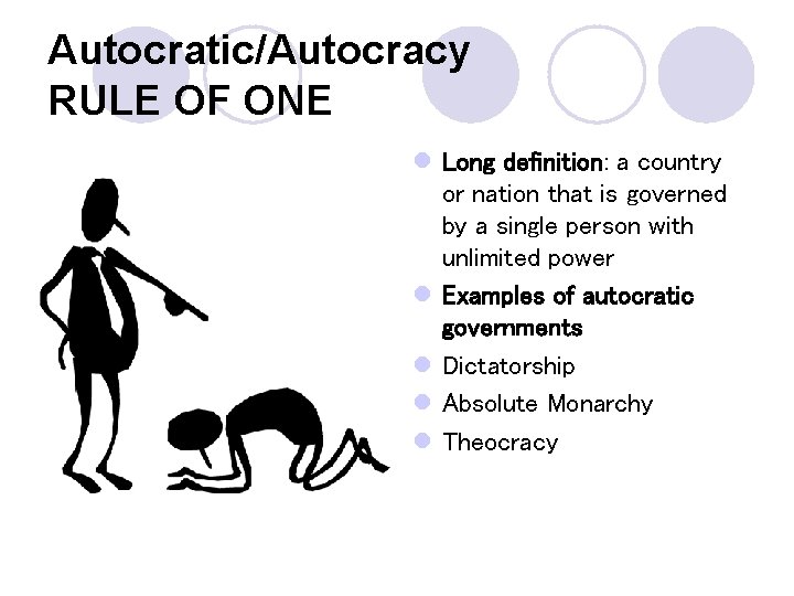 AutocraticAutocracy RULE OF ONE l Long definition a