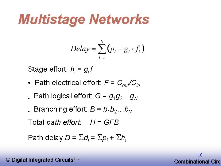 Logical Effort sizing for speed EE 141 Digital
