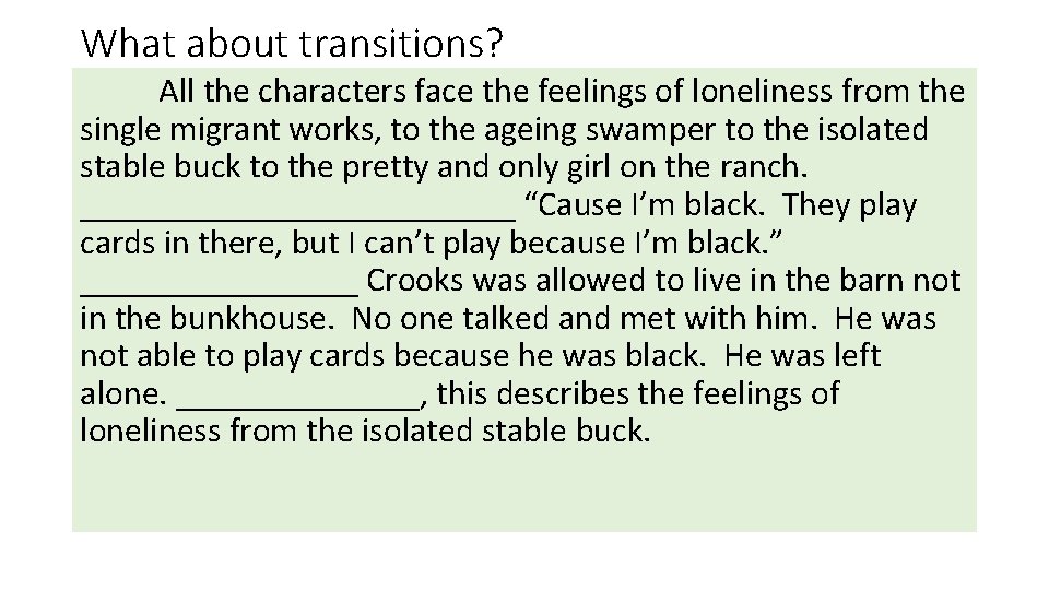 Aim How do transitions and connections between sentences