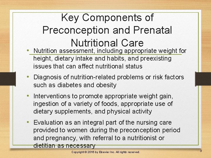 Chapter 15 Maternal and Fetal Nutrition Copyright 2016