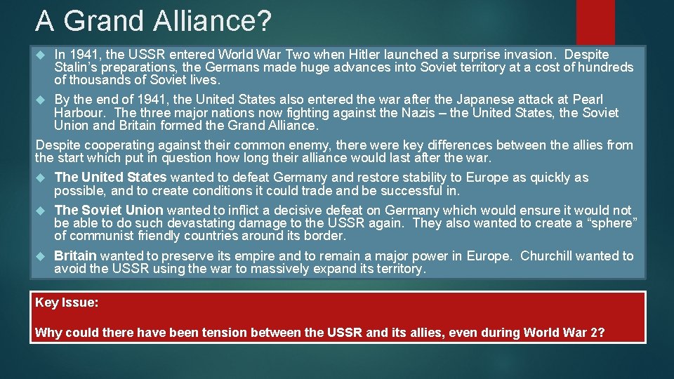 Lecture One Why was There a Cold War