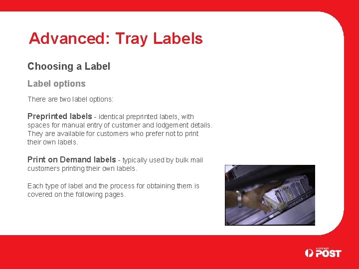 Tray Labels Business Letter Services Introduction Tray labels