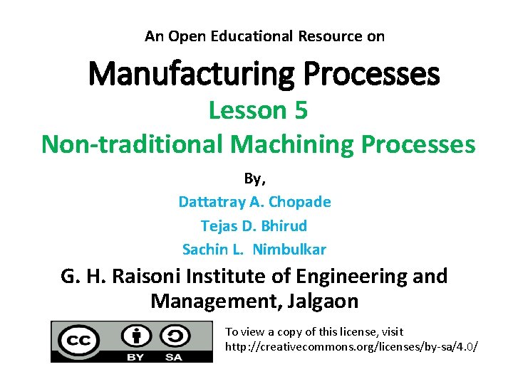 An Open Educational Resource on Manufacturing Processes Lesson