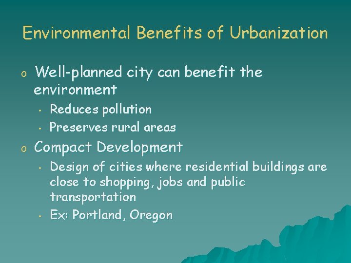 Chapter 10 The Urban World Overview of Chapter