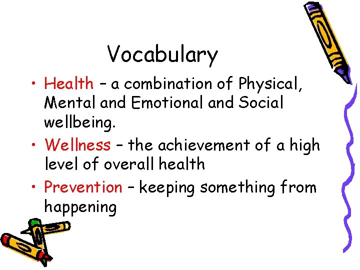 Health What does it all mean Vocabulary Health