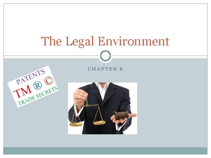 The Legal Environment CHAPTER 8 Legal Issues Facing