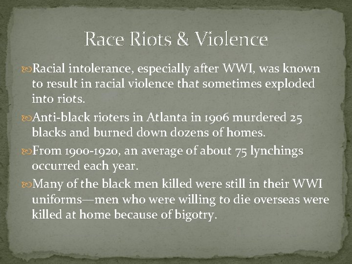 Racism The Red Scare 1910 s1930 s Racism