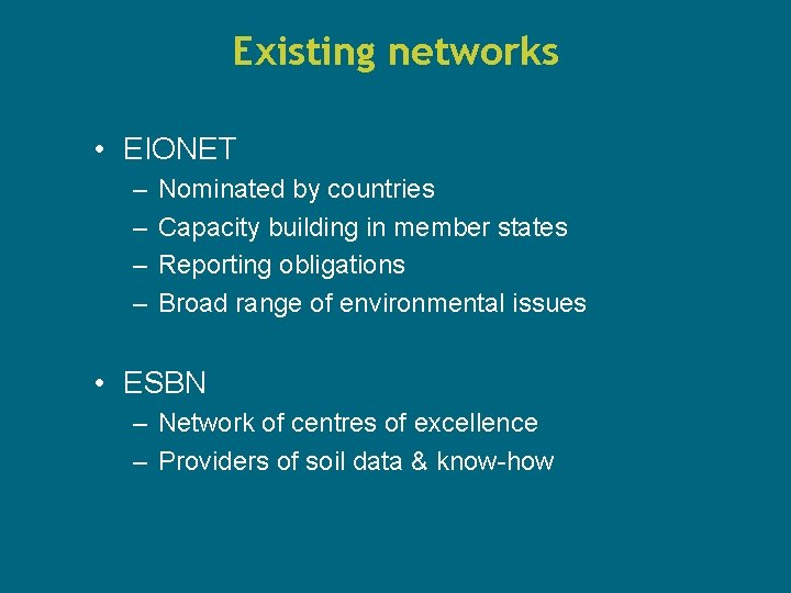 Proposals for joint ESBN JRC EEA work programme