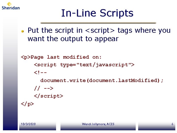 SYST 28043 Web Technologies Lesson 6 Intro to