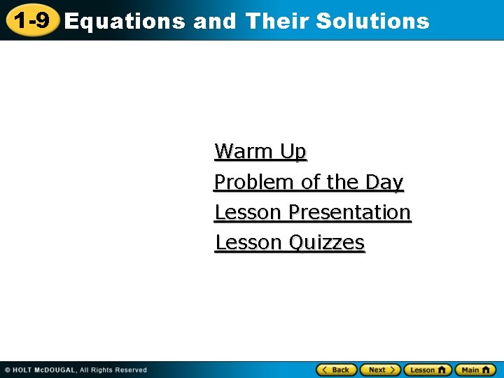 1 9 Equations and Their Solutions Warm Up