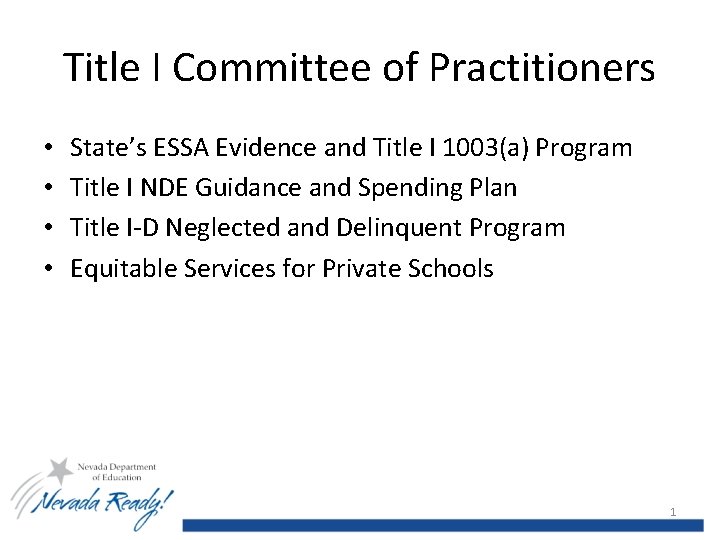 Title I Committee of Practitioners States ESSA Evidence