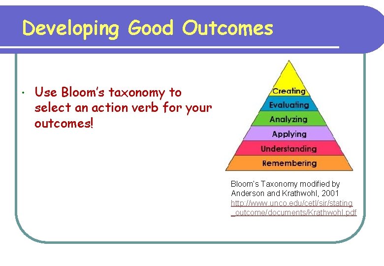 Writing Learning Outcomes Karen Viskupic Department of Geosciences