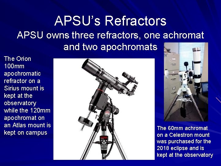 Telescopes come in three basic styles Refracting telescopes