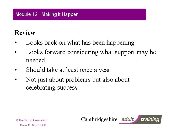 Module 12 Providing a Balanced Programme The Scout