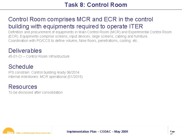 CODAC CIS and CSS Implementation Plan May 2009