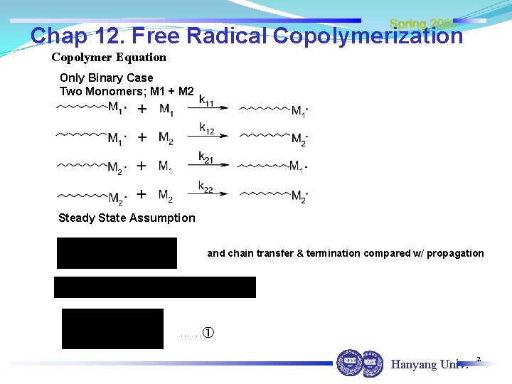 Spring 2007 Chap 11 Free Radical Copolymerization Radical