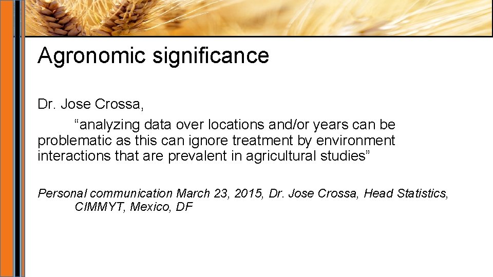 Relationship Between Mean Square Errors and Wheat Grain