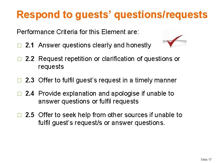 Start conversations and develop good relations with guests