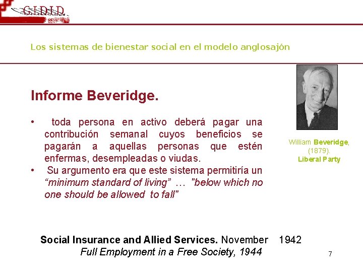 Los sistemas de bienestar social en el modelo