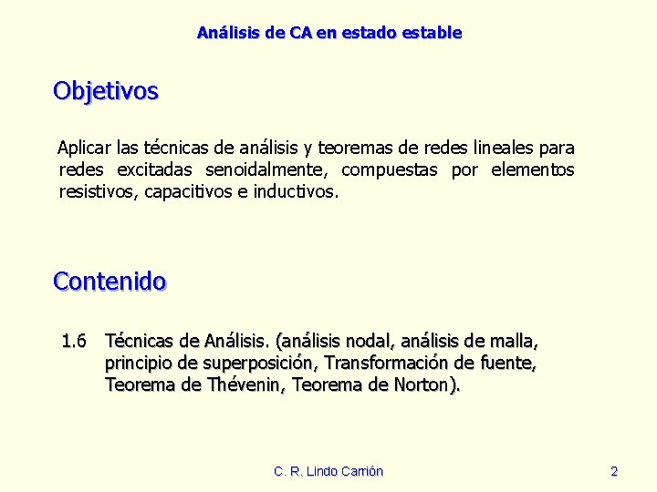 Anlisis de CA en estado estable Unidad I