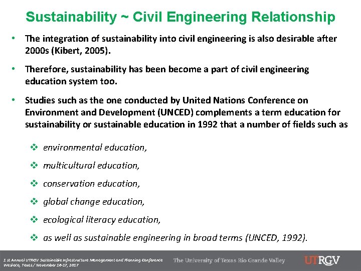 SUSTAINABILITY IN CIVIL ENGINEERING EDUCATION A CASE STUDY