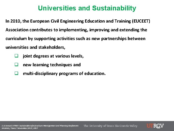 SUSTAINABILITY IN CIVIL ENGINEERING EDUCATION A CASE STUDY