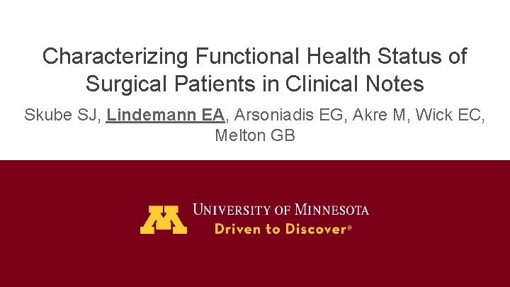 Characterizing Functional Health Status of Surgical Patients in