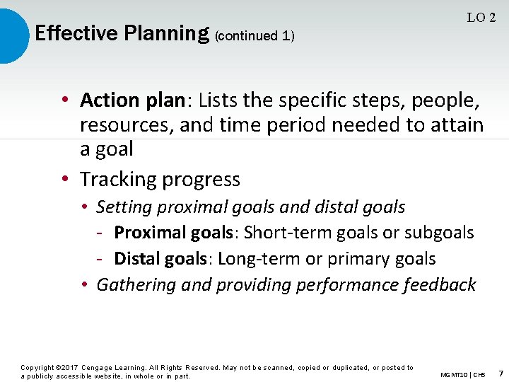 5 Planning and Decision Making Copyright 2017 Cengage
