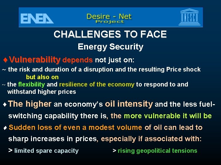 UNESCO Desire Net project Energy and sustainable development