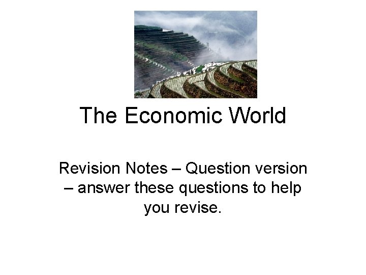 The Economic World Revision Notes Question version answer