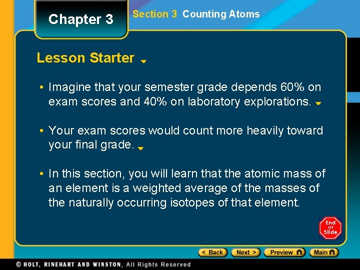 Chapter 3 Section 3 Counting Atoms Lesson Starter