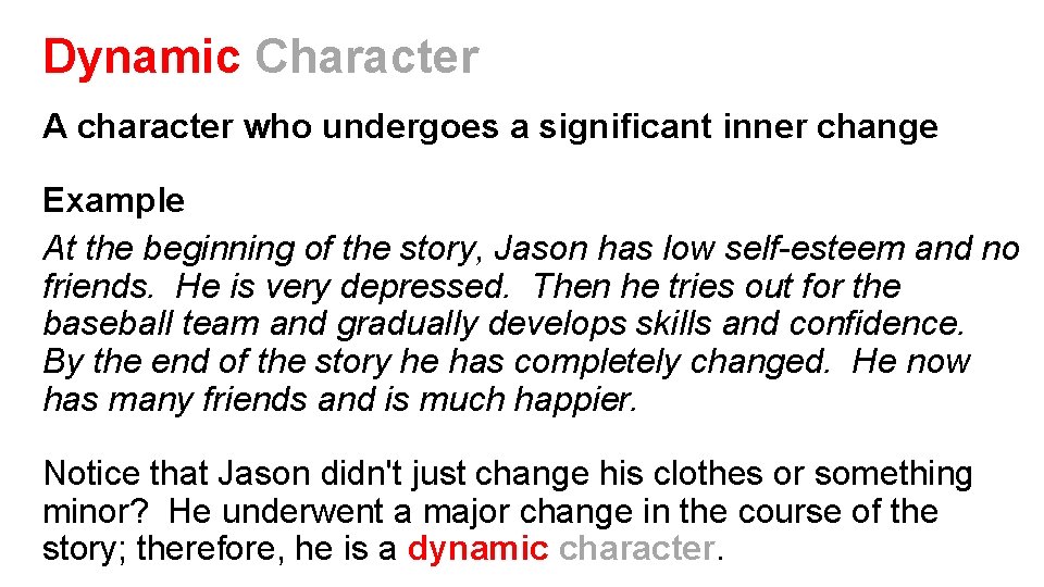 Character Types Elements of Fiction Objectives Content Objectives