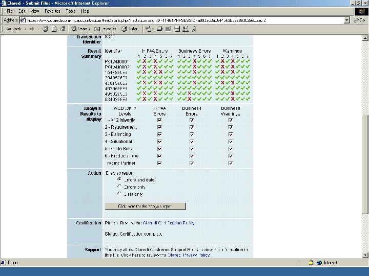 The ASCA Compliance Plans Testing and Transactions Deployment
