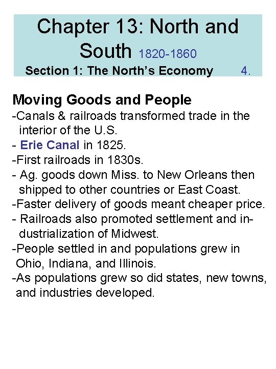 Chapter 13 North and South 1820 1860 Section