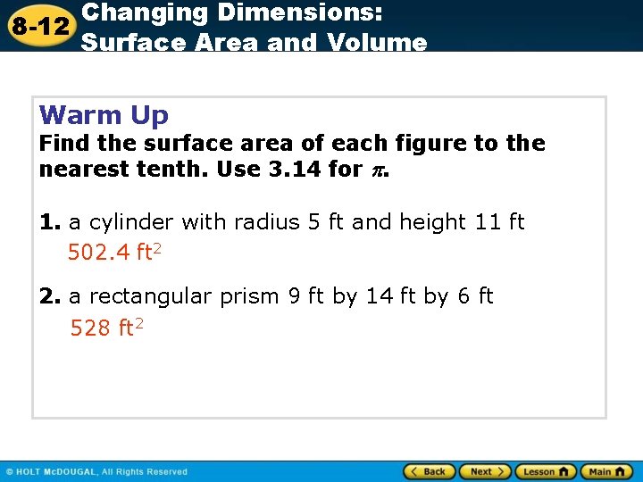 Changing Dimensions 8 12 Surface Area and Volume