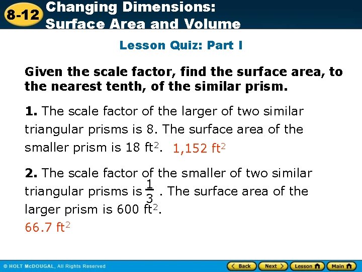 Changing Dimensions 8 12 Surface Area and Volume