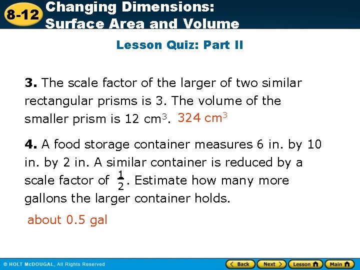 Changing Dimensions 8 12 Surface Area and Volume