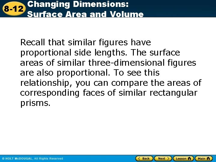 Changing Dimensions 8 12 Surface Area and Volume