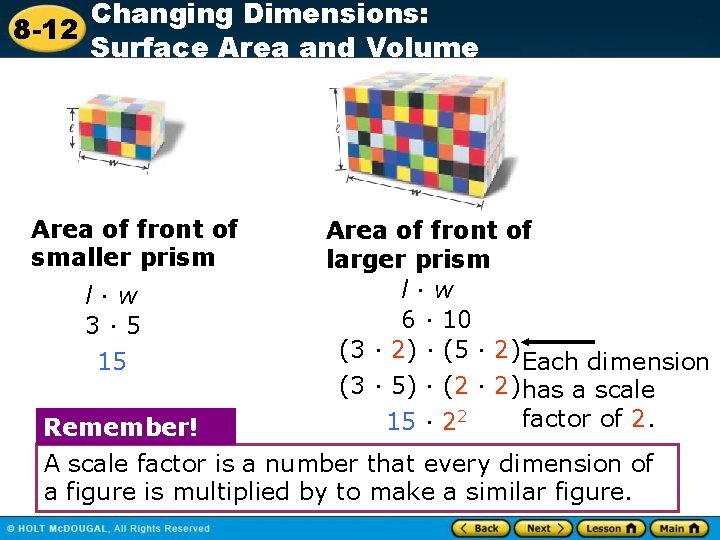 Changing Dimensions 8 12 Surface Area and Volume