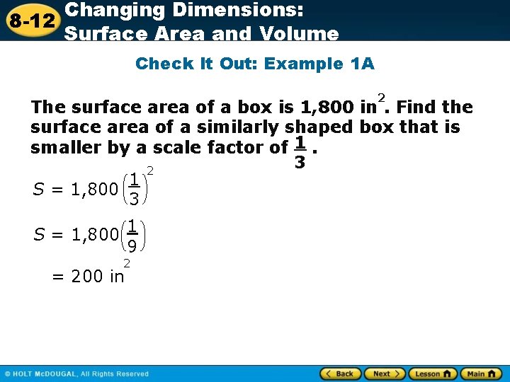 Changing Dimensions 8 12 Surface Area and Volume