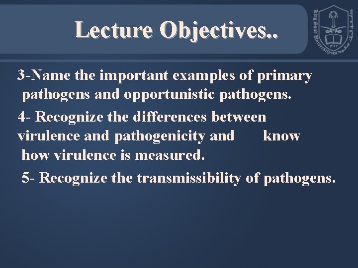 Lecture Title HOST PARASITE RELATIONSHIP Foundation Block Microbiology