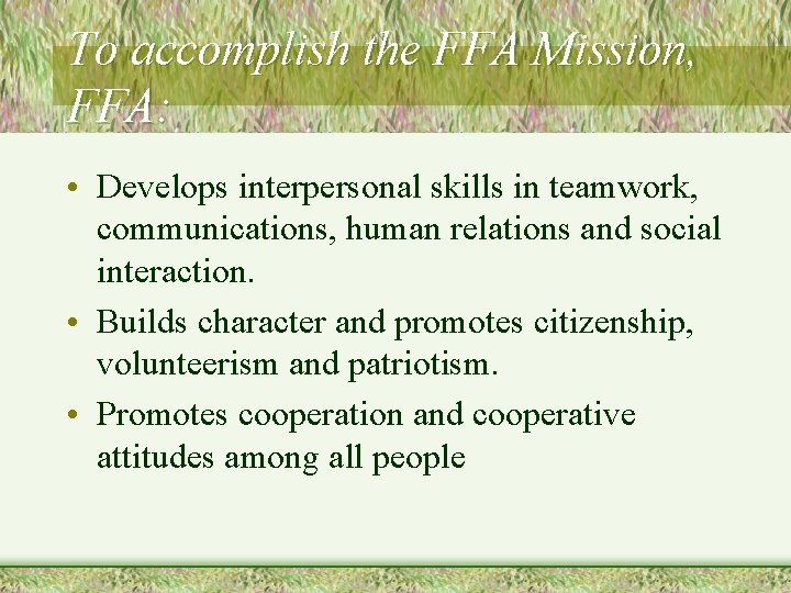 Todays FFA Modified by Georgia Agricultural Education Curriculum