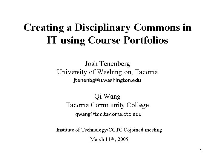 Creating a Disciplinary Commons in IT using Course