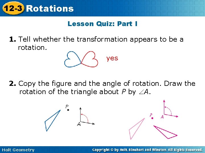 12 3 Rotations Warm Up Lesson Presentation Lesson