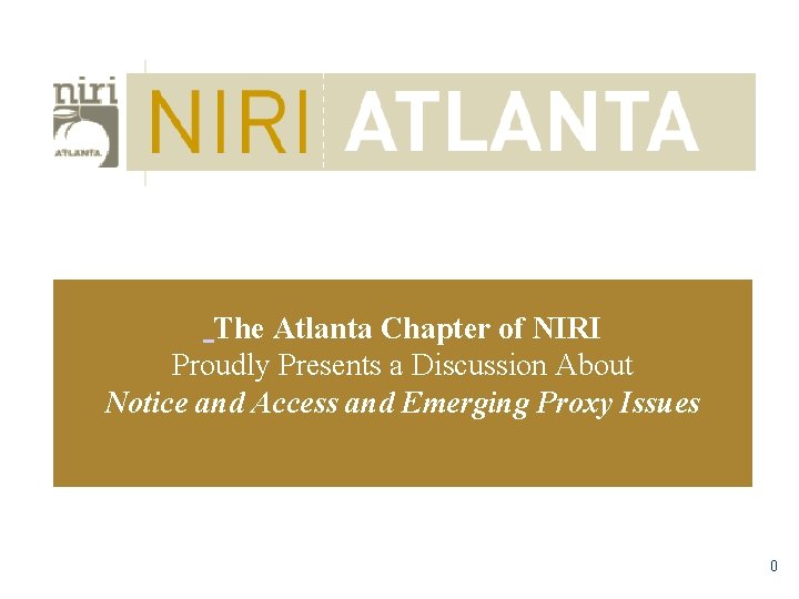 The Atlanta Chapter of NIRI Proudly Presents a