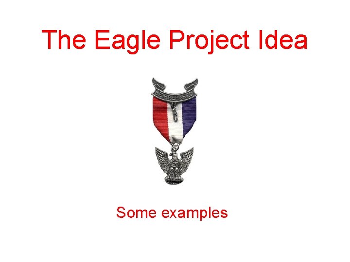 The Eagle Project Idea Some examples The Eagle