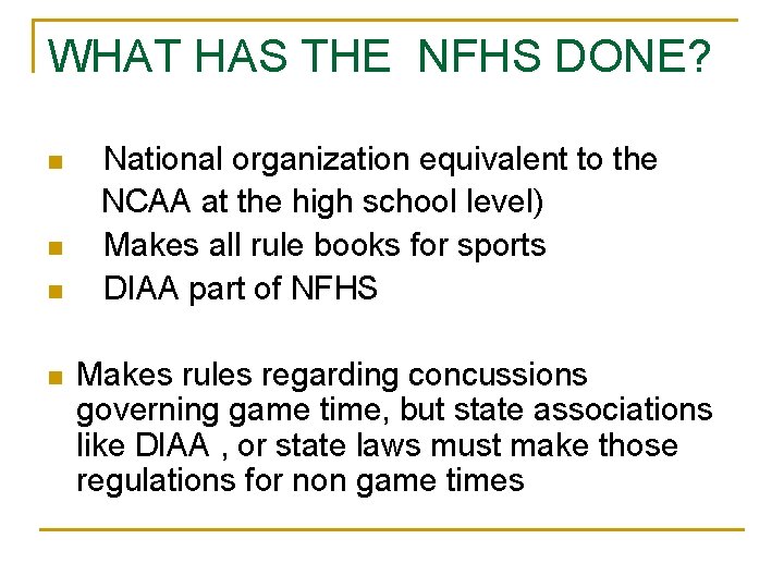 Sports Concussions A presentation in conjunction with NFHS