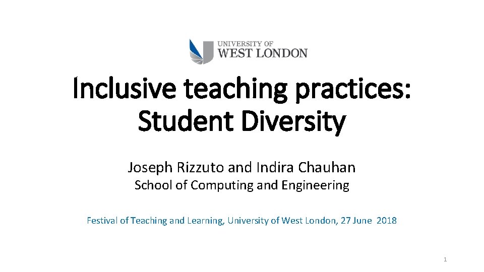 Inclusive teaching practices Student Diversity Joseph Rizzuto and