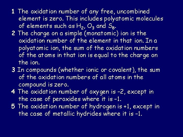 Calculating and using oxidation numbers 1 The oxidation